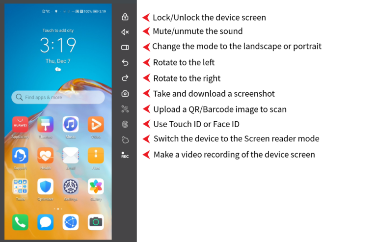 Mobitru : Quick access toolbar features